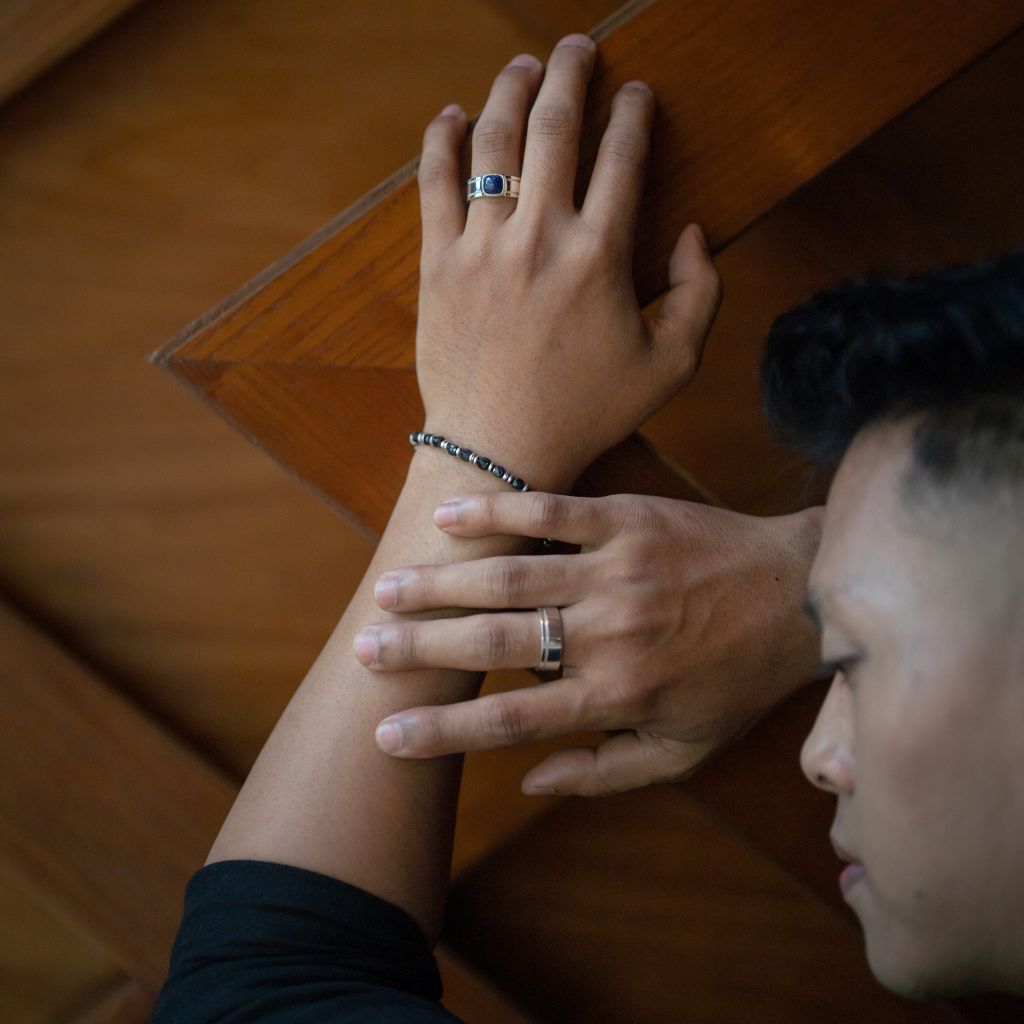 Men's Silver Lapiz Lazuli Rings | Mala Elements