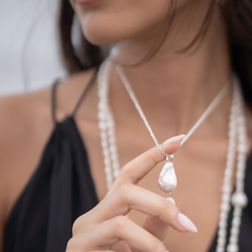 Baroque Pearl Pendant & Chain | Mala Elements